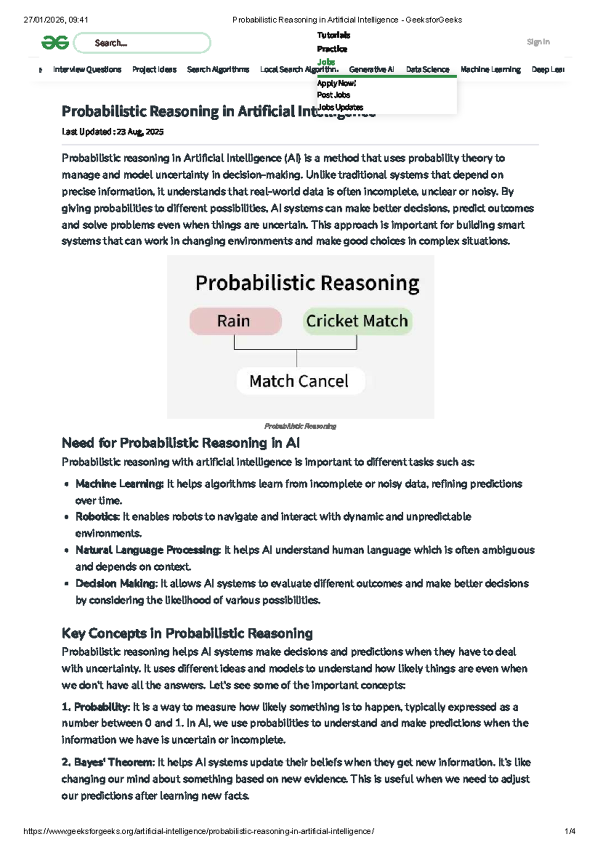 Probabilistic Reasoning in AI: Concepts and Applications (CS 09:41 ...