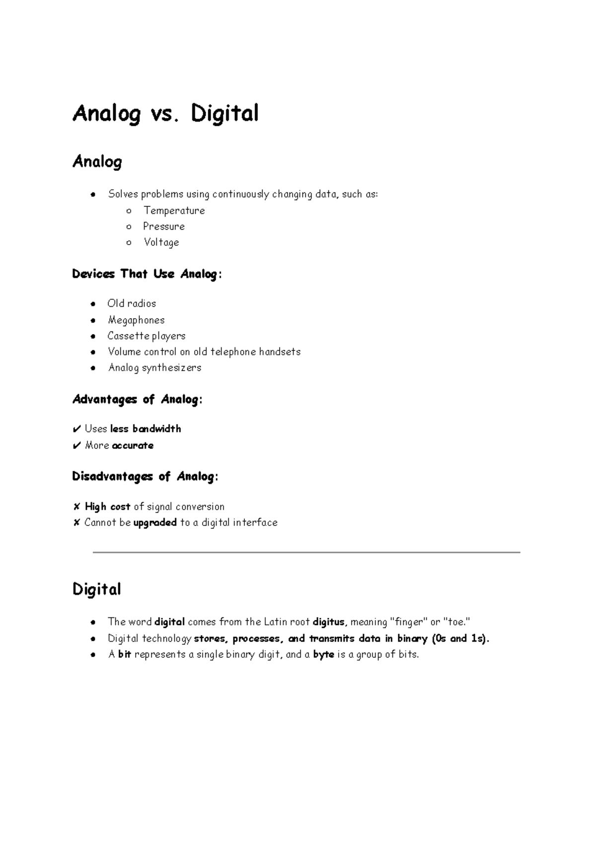 DLOG 101: Analog vs. Digital Systems - Prelim Review Notes - Studocu