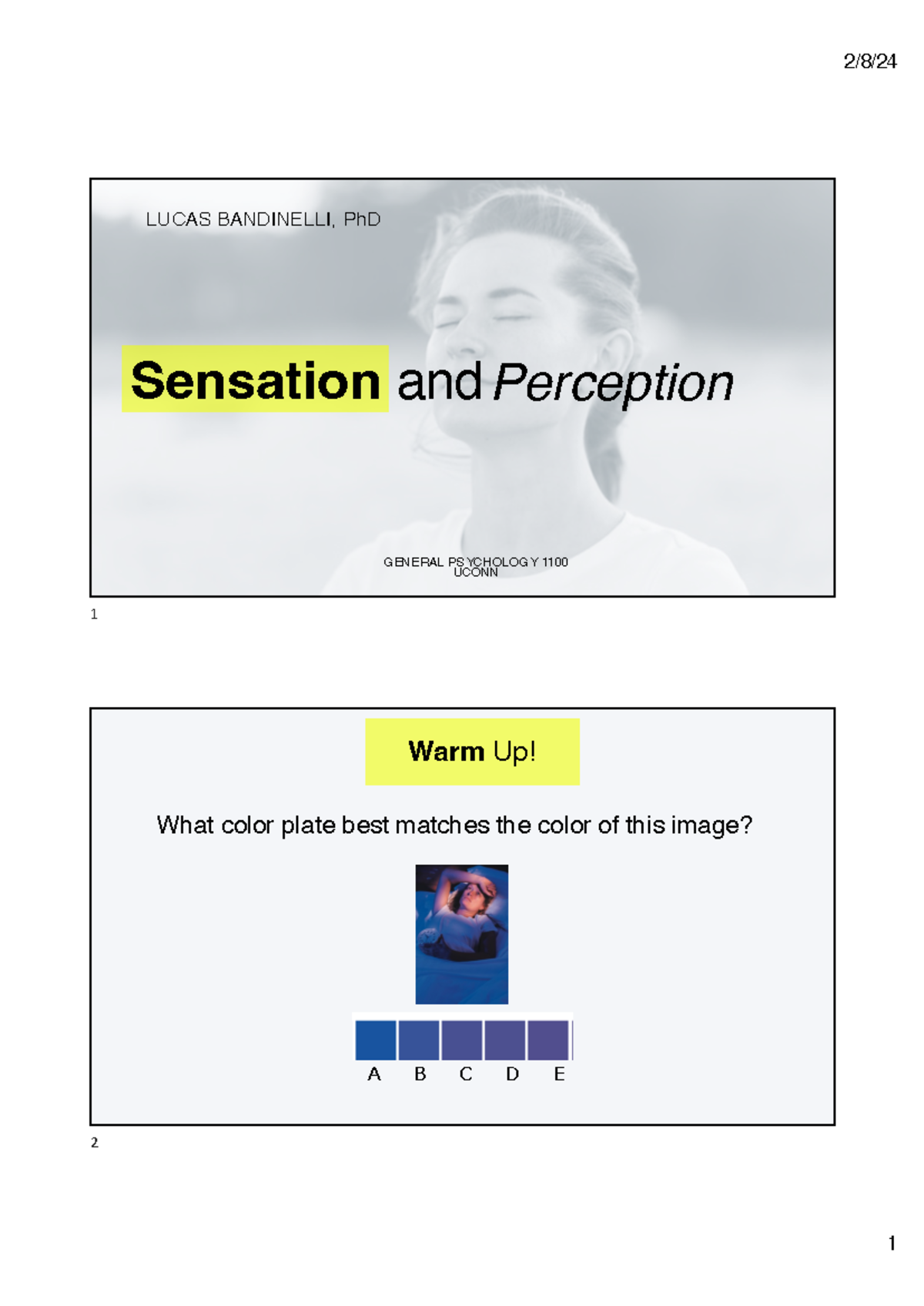Sensation and Perception Insights - General Psychology 1100 Lecture ...