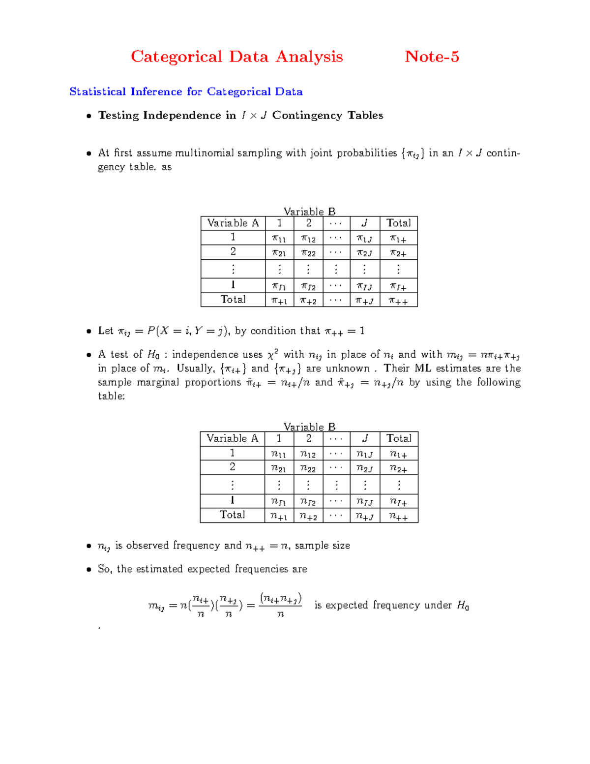 Note-5-2382 - Categorical Data Analysis Exam Notes - Studocu