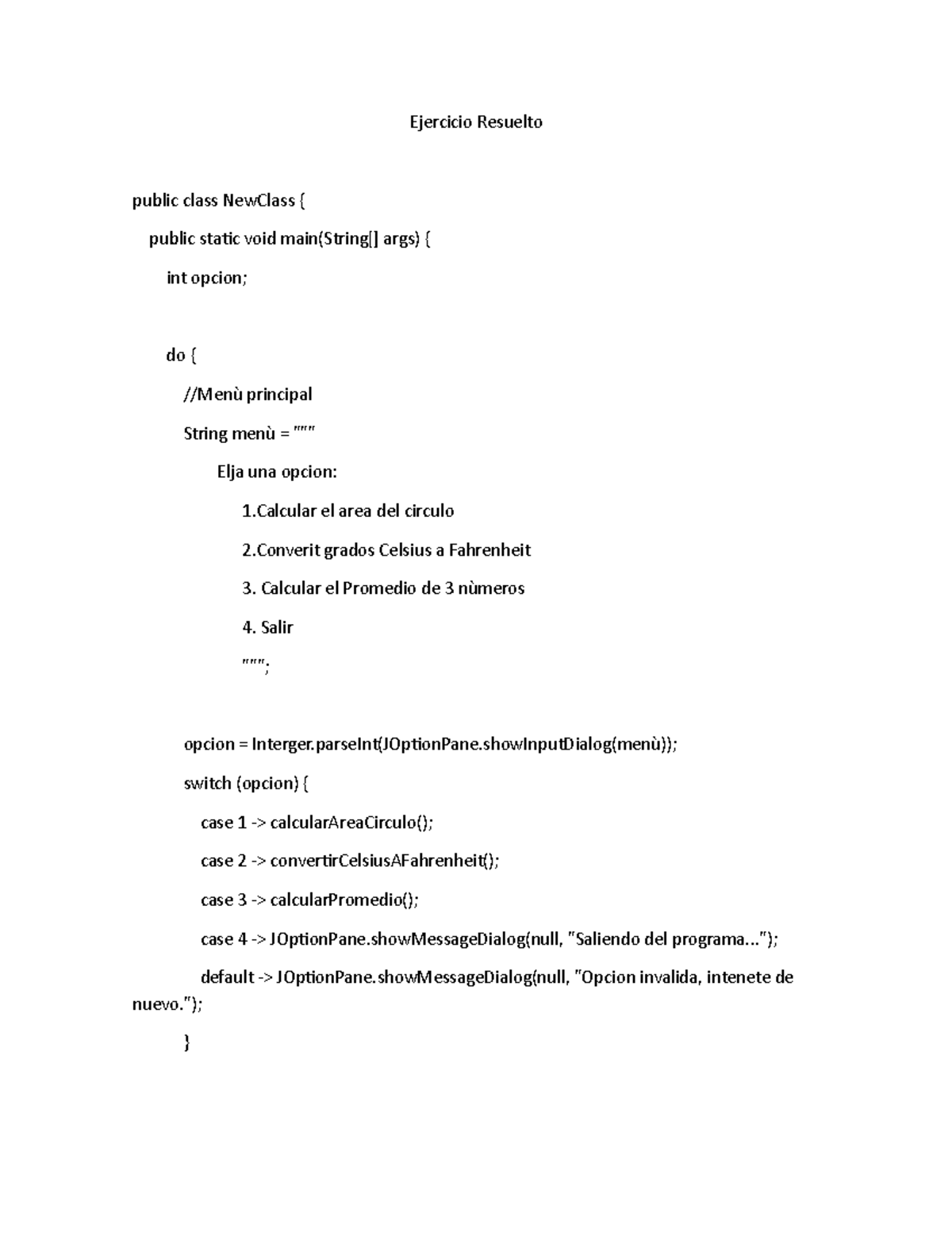 Ejercicio Resuelto en Java: Cálculos Básicos y Conversión - Studocu