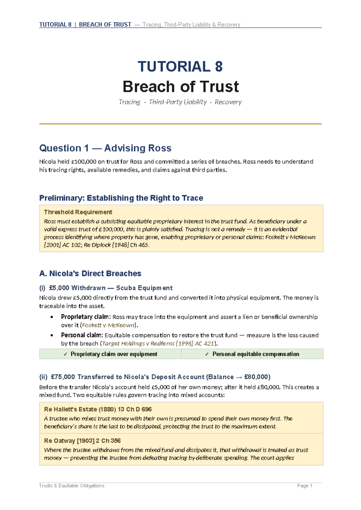 TUTORIAL 8: Breach of Trust - Tracing and Liability Recovery Insights ...