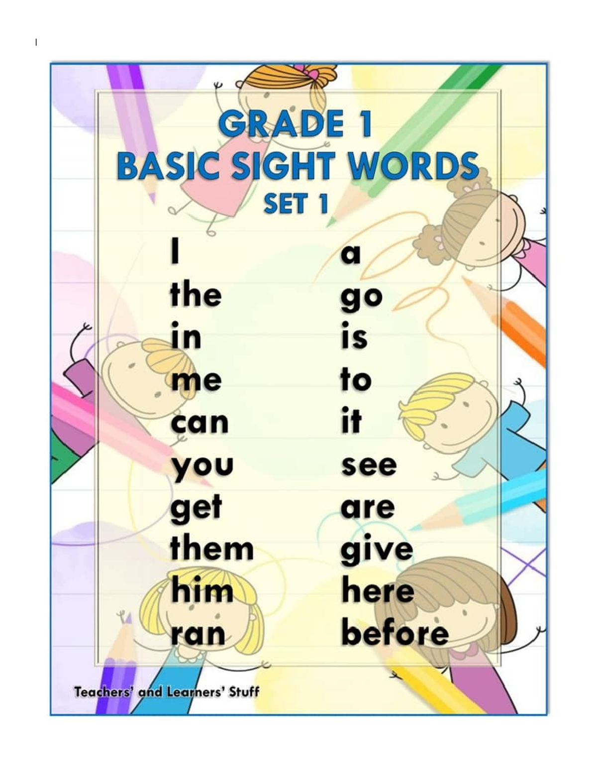 Basic Sight Words for Grades 1 to 6: A Comprehensive Guide - Studocu