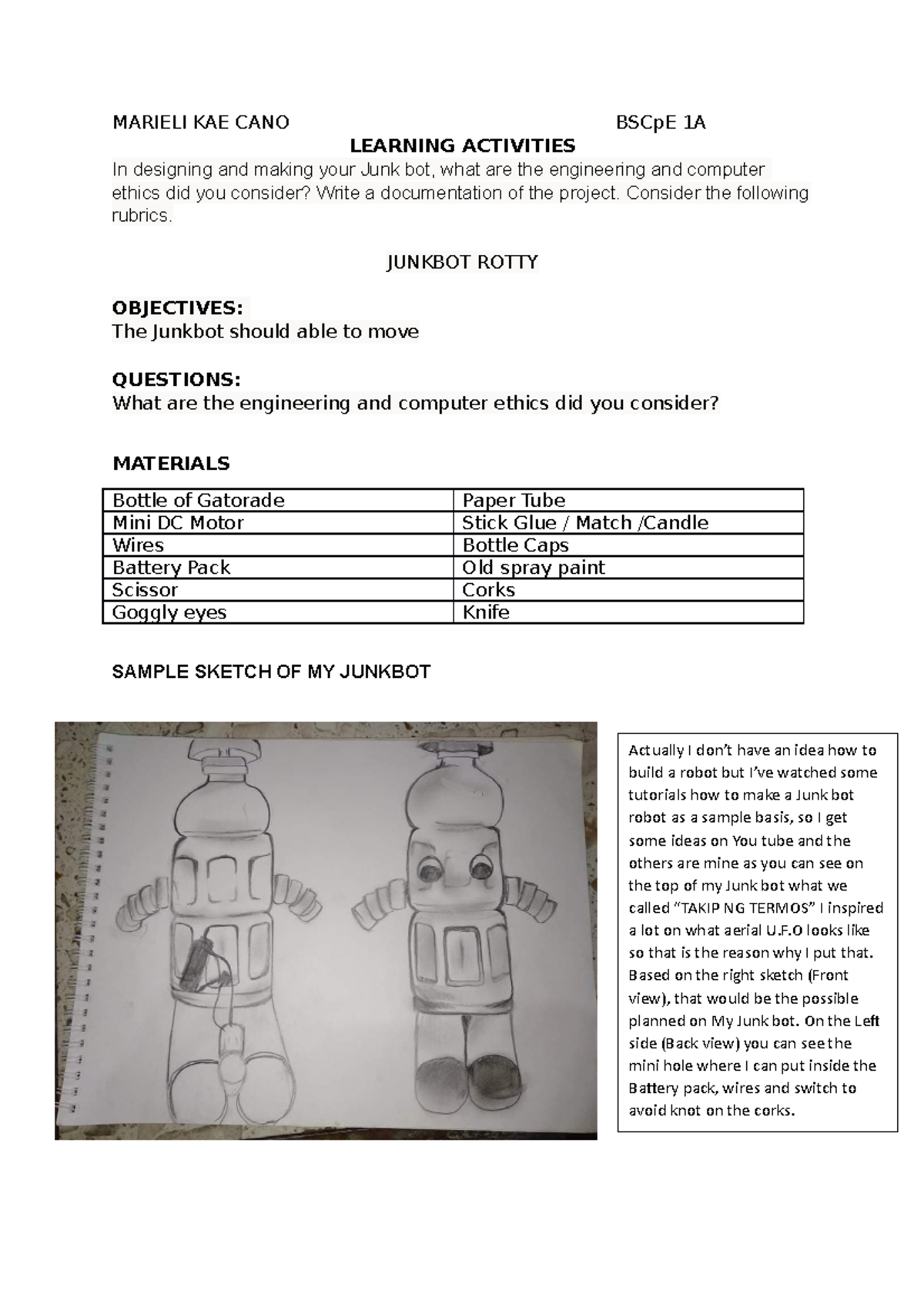 Module 06 - Designing a Junk Bot: Engineering & Computer Ethics ...