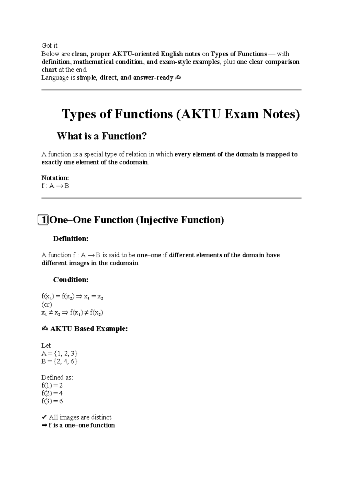 Types of Functions (AKTU Exam Notes) - Definitions, Examples & Problems ...