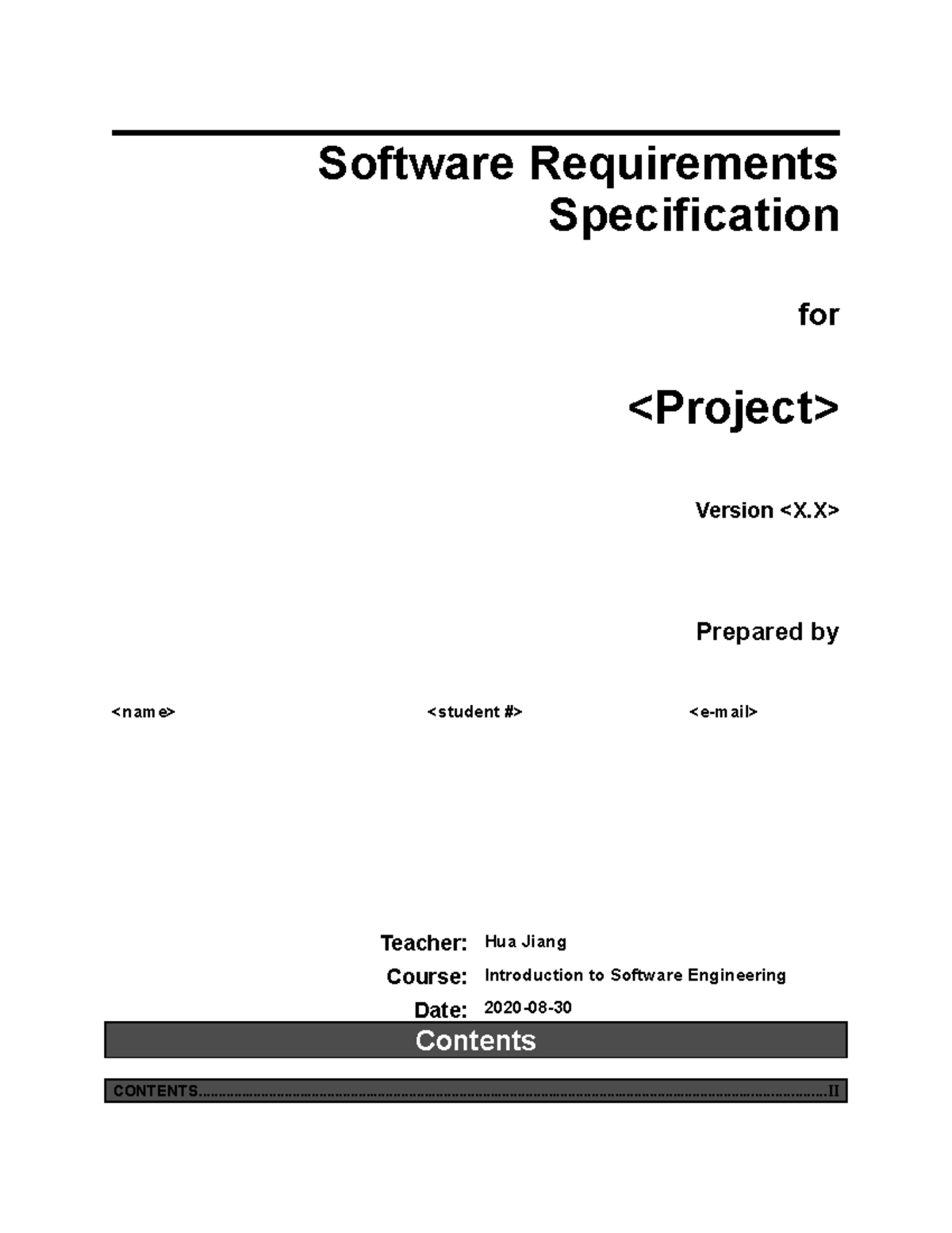 Template for SRS - Software Requirements Specification for Version ...