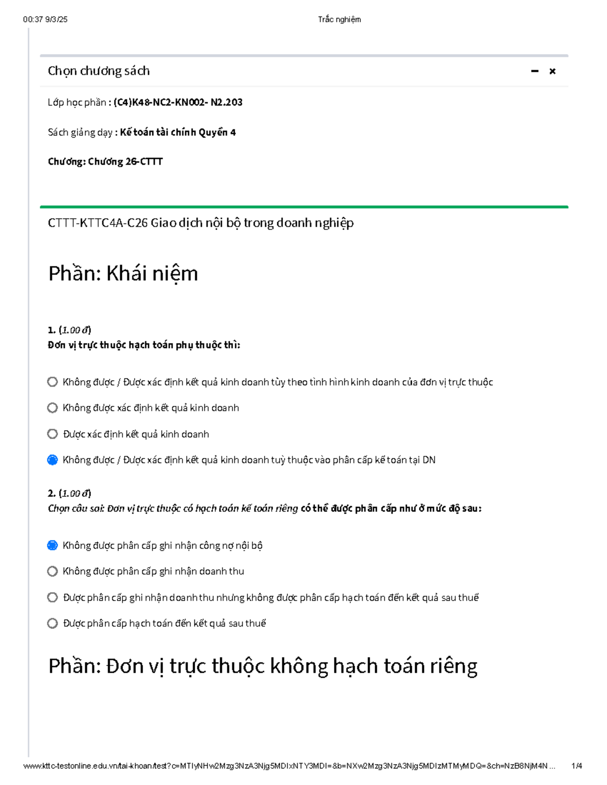 C26-CTu - jjnj - Chọn chương sách Lớp học phần : (C4)K48-NC2-KN002- N2 ...