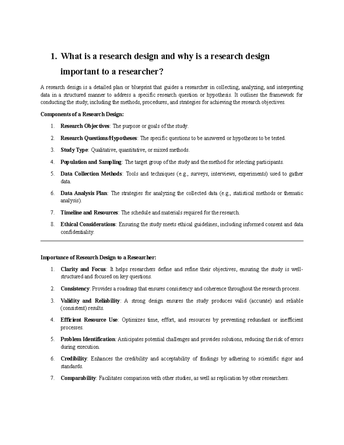 What is a research design and why is a research design important to a ...