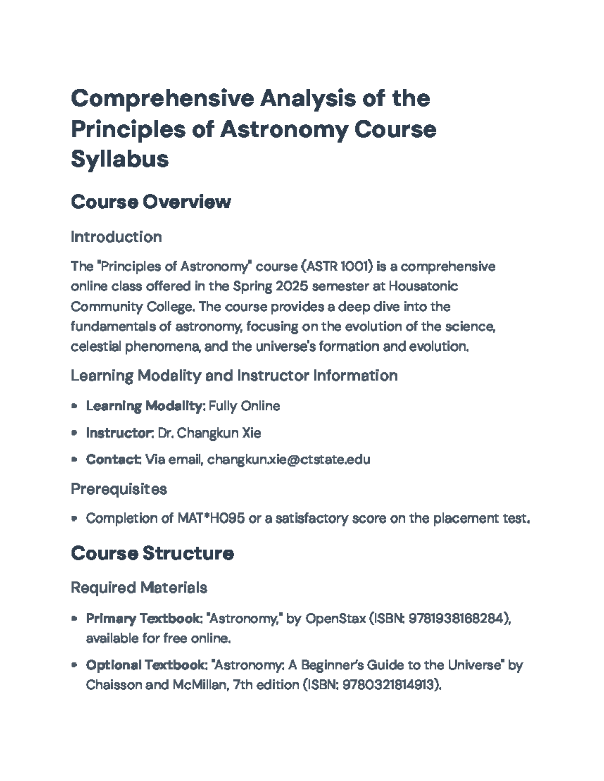 Principles of Astronomy Syllabus (ASTR 1001) - Spring 2025 ...