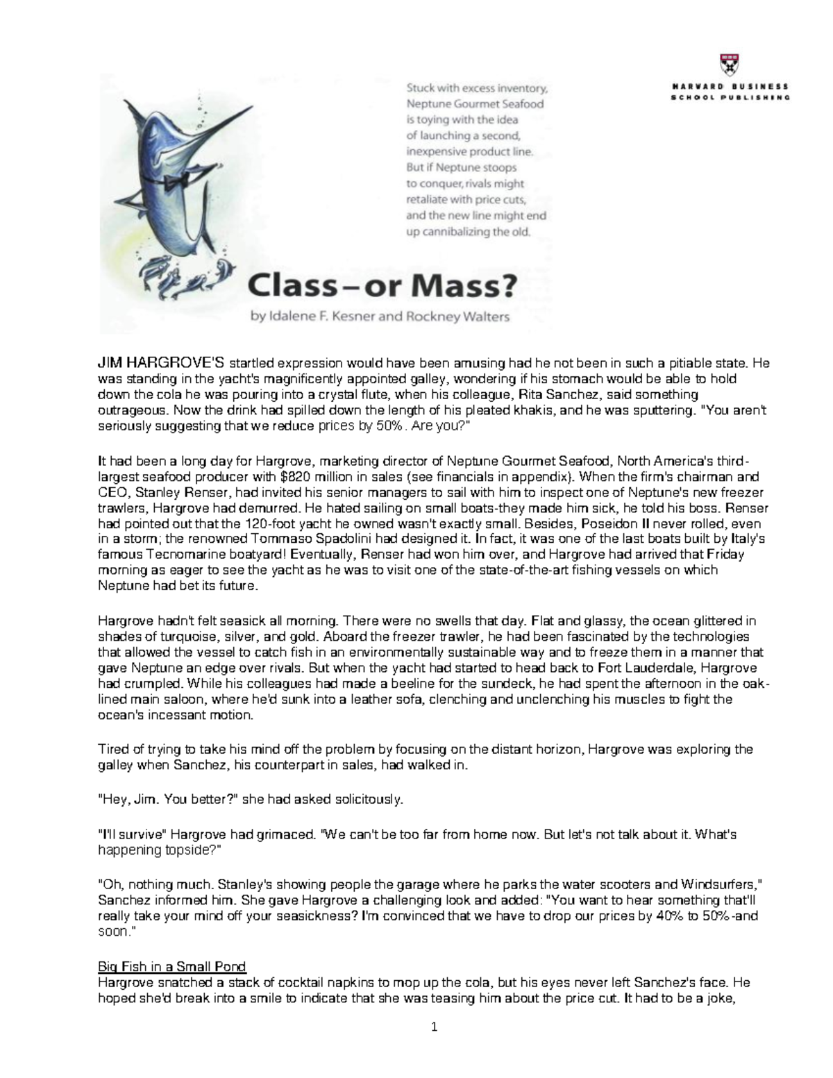 Class or Mass: A Case Study on Neptune Seafood's Pricing Strategy - Studocu