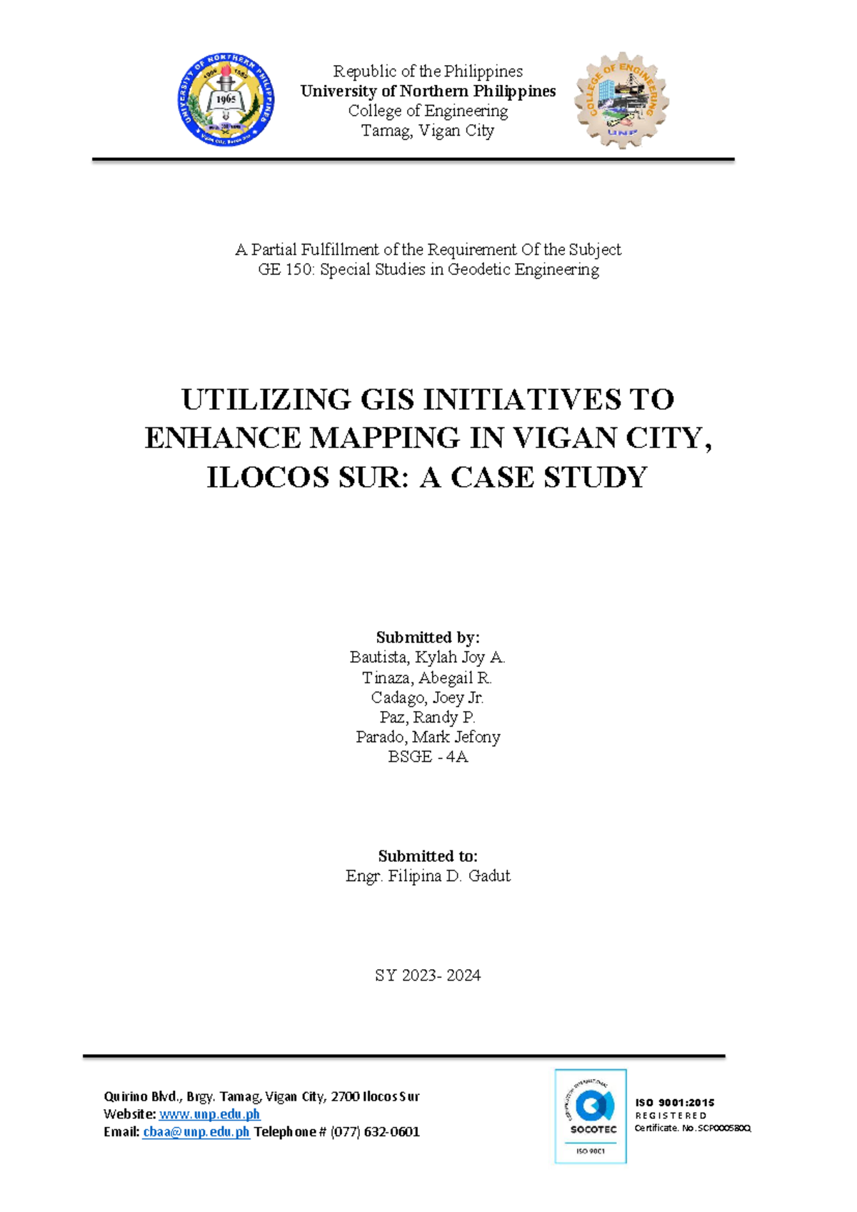 Case Study GE 150: Enhancing Mapping in Vigan City Using GIS - Studocu