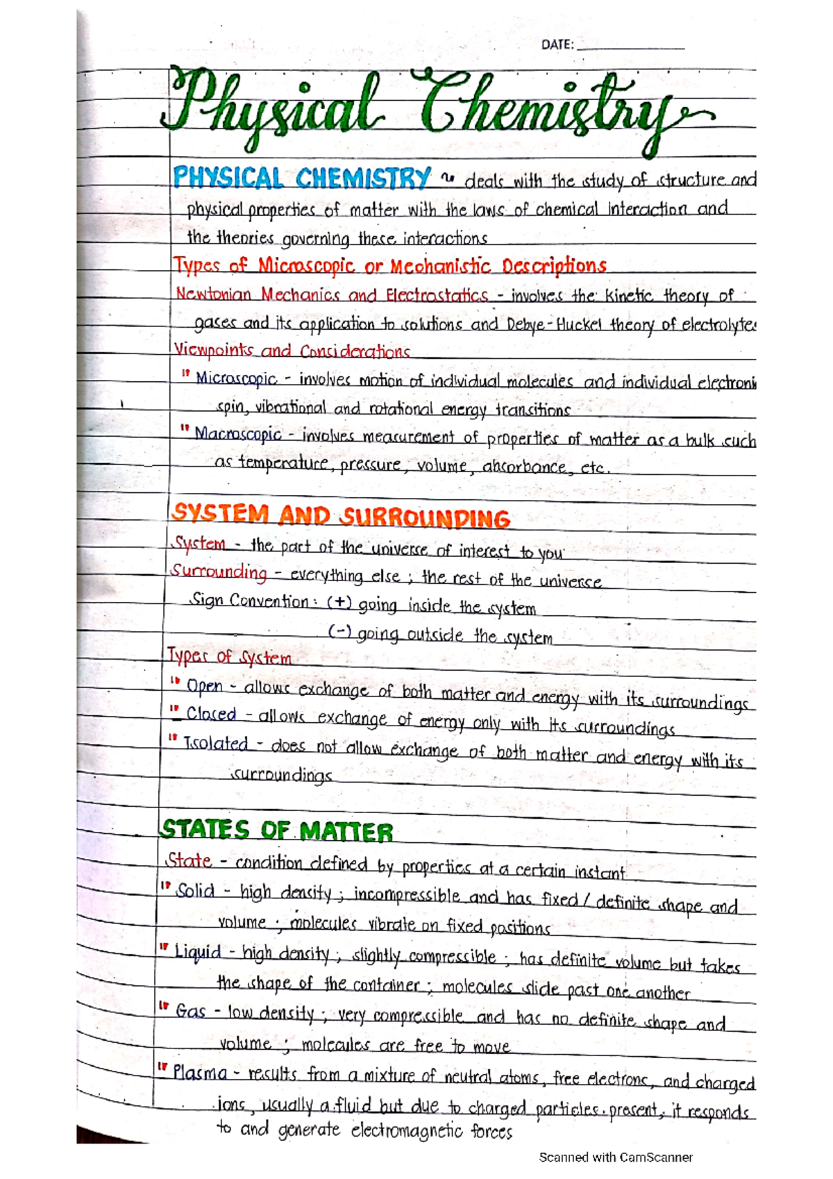 Physical Chemistry (PHYC 202) - Lecture Notes on States of Matter and ...