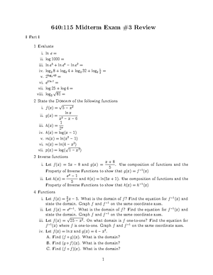 Exam 1 Extra Review - Math 115 Additional Exam #1 Review Use U ...