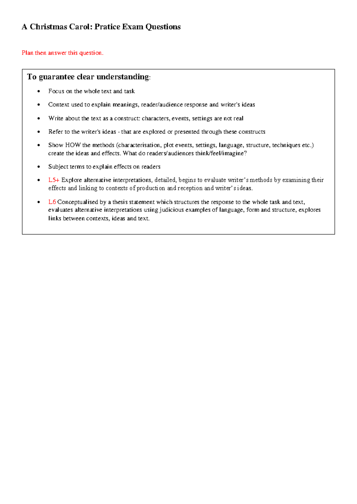 A Christmas Carol Practice Exam Questions and Analysis - Studocu