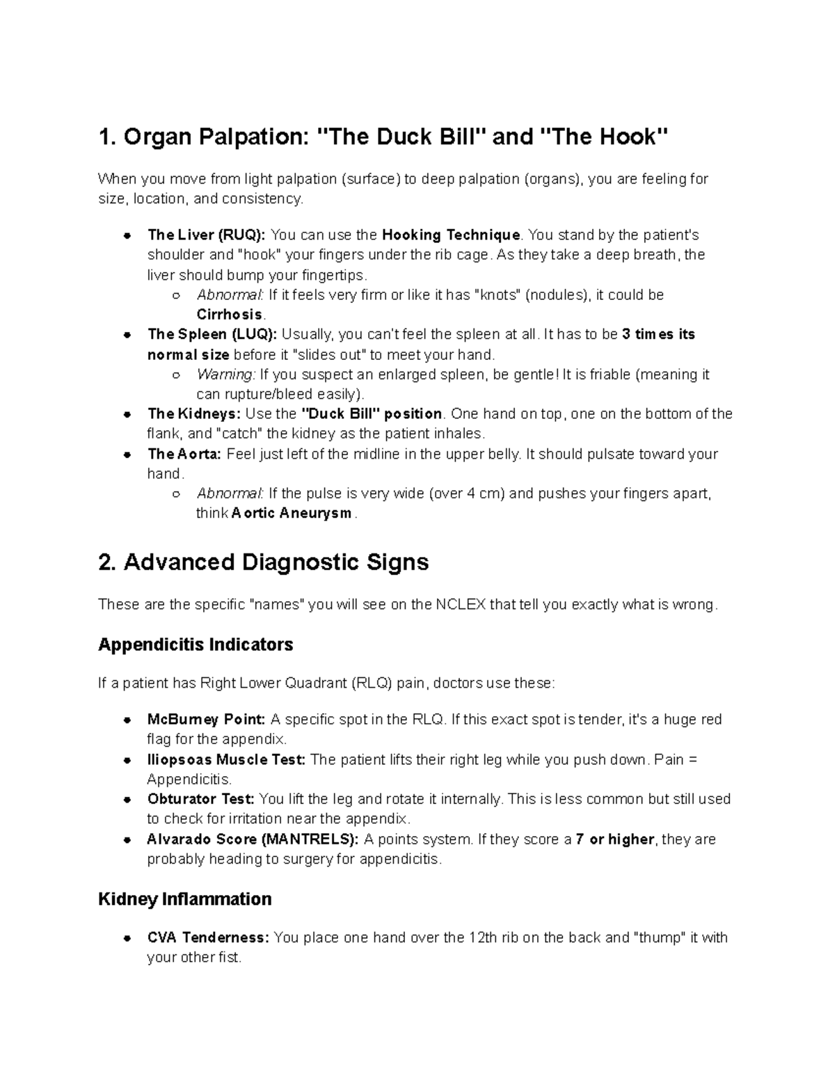 Chapter 22 Part 2: Organ Palpation & Advanced Diagnostic Signs - Studocu