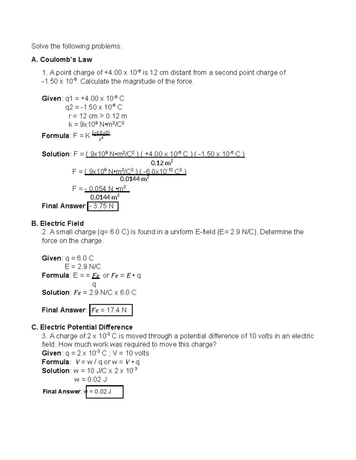 Activity 3.2(2) - Physics Worksheet: Charge & Electric Forces - Studocu