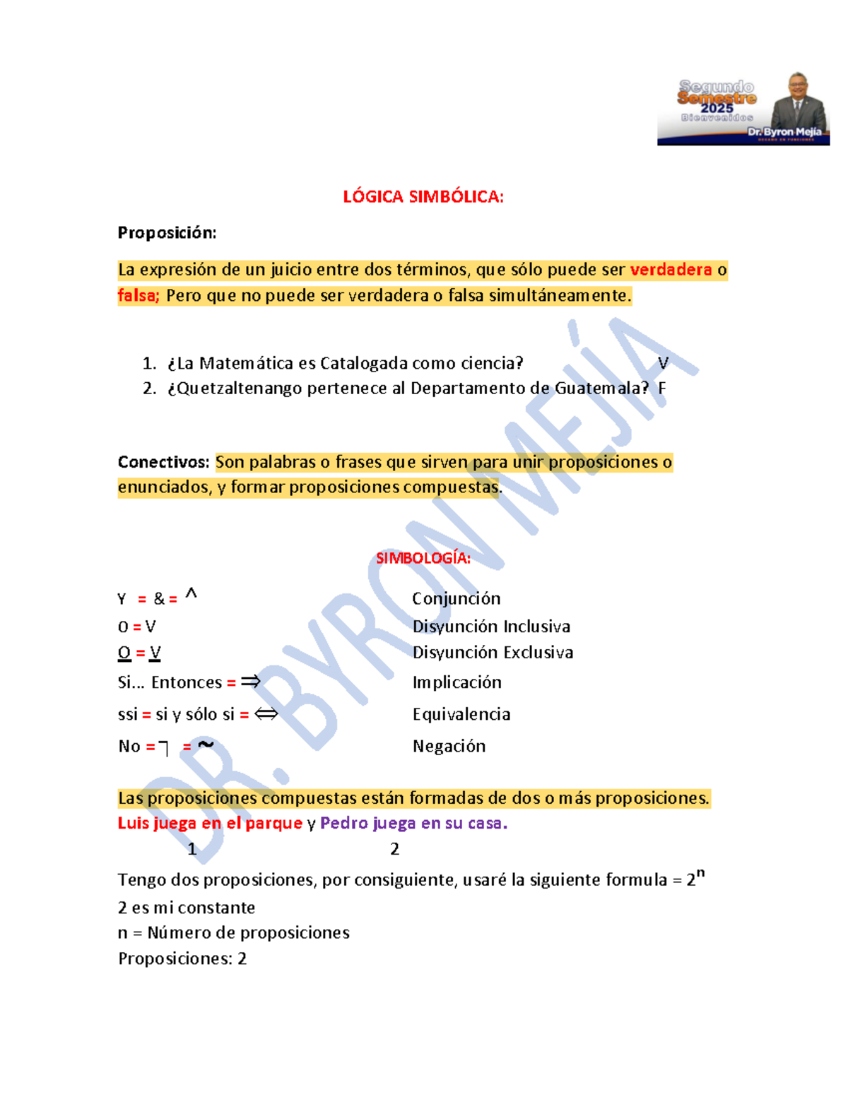 LÓGICA SIMBÓLICA: Proposiciones y Conectivos en Matemática - Studocu