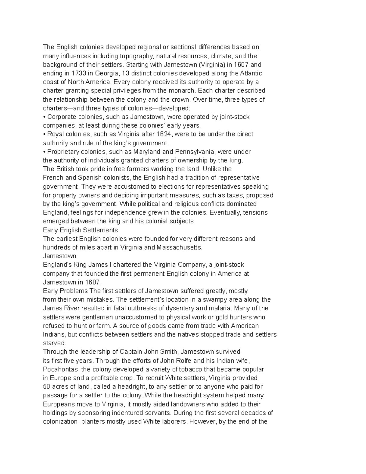 APUSH Topic 2: Development of English Colonies and Regional Differences ...