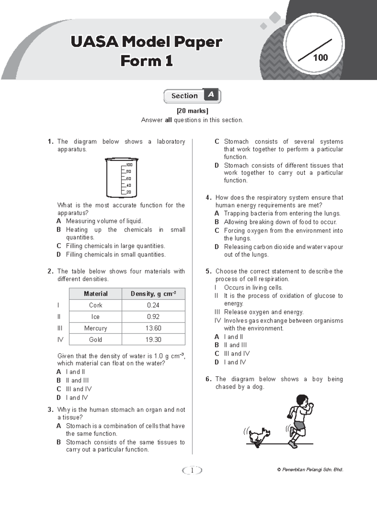 UASA Science Form 1 Model Paper Answers - Studocu