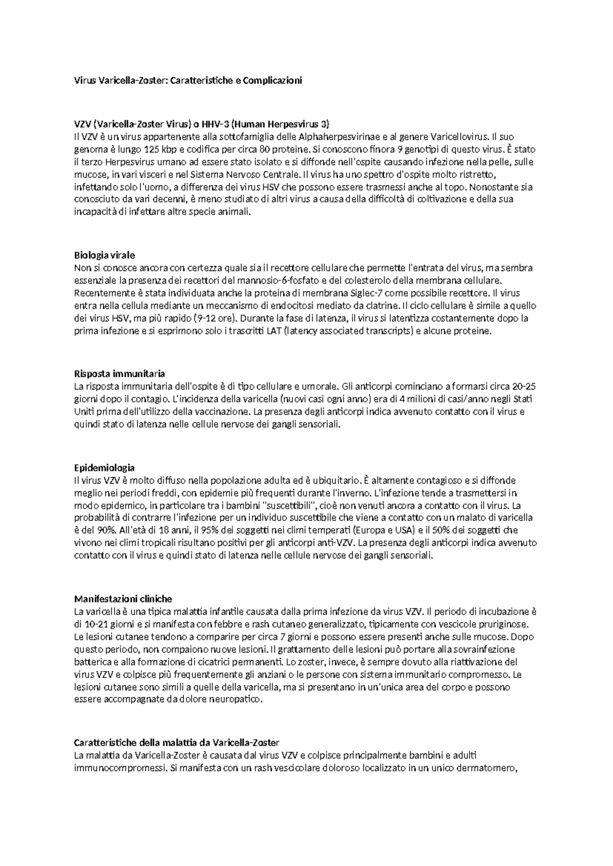 Caratteristiche e Complicazioni dei Virus HSV3, HSV8 e Adenovirus - Studocu