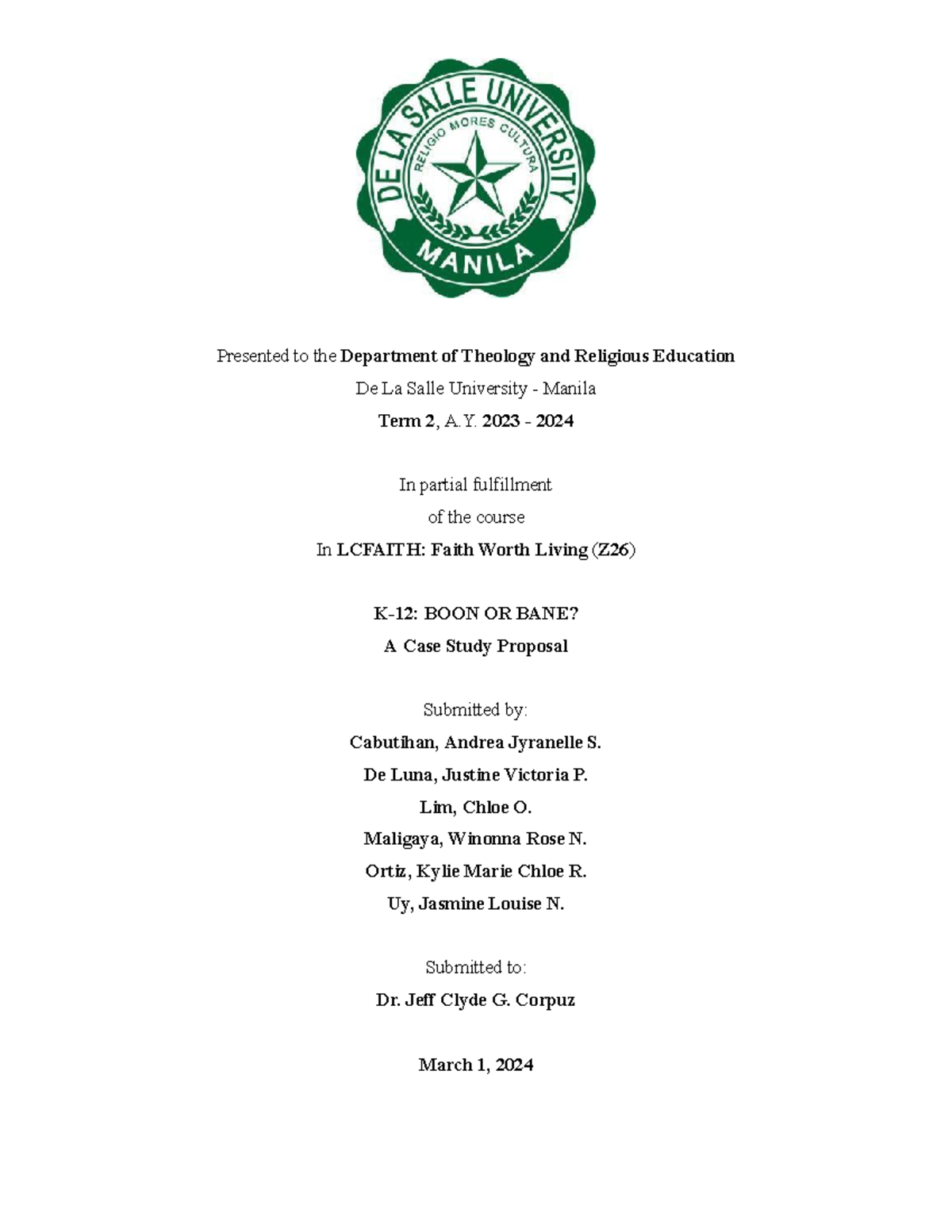 K-12 Education System Analysis: A Case Study Proposal (LCFAITH Z26 ...