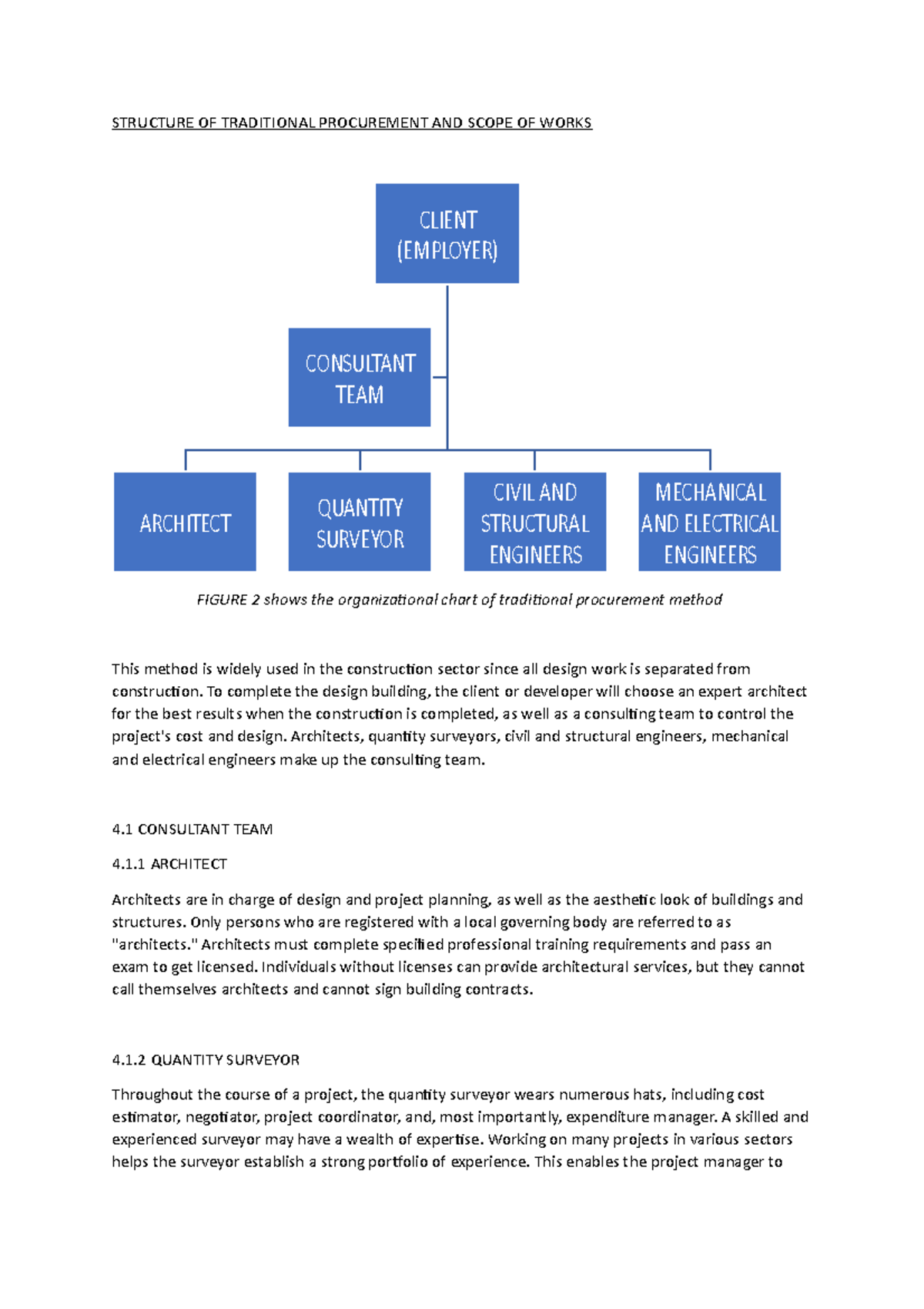 Structure of Traditional Procurement and Scope of Works Analysis 2 ...