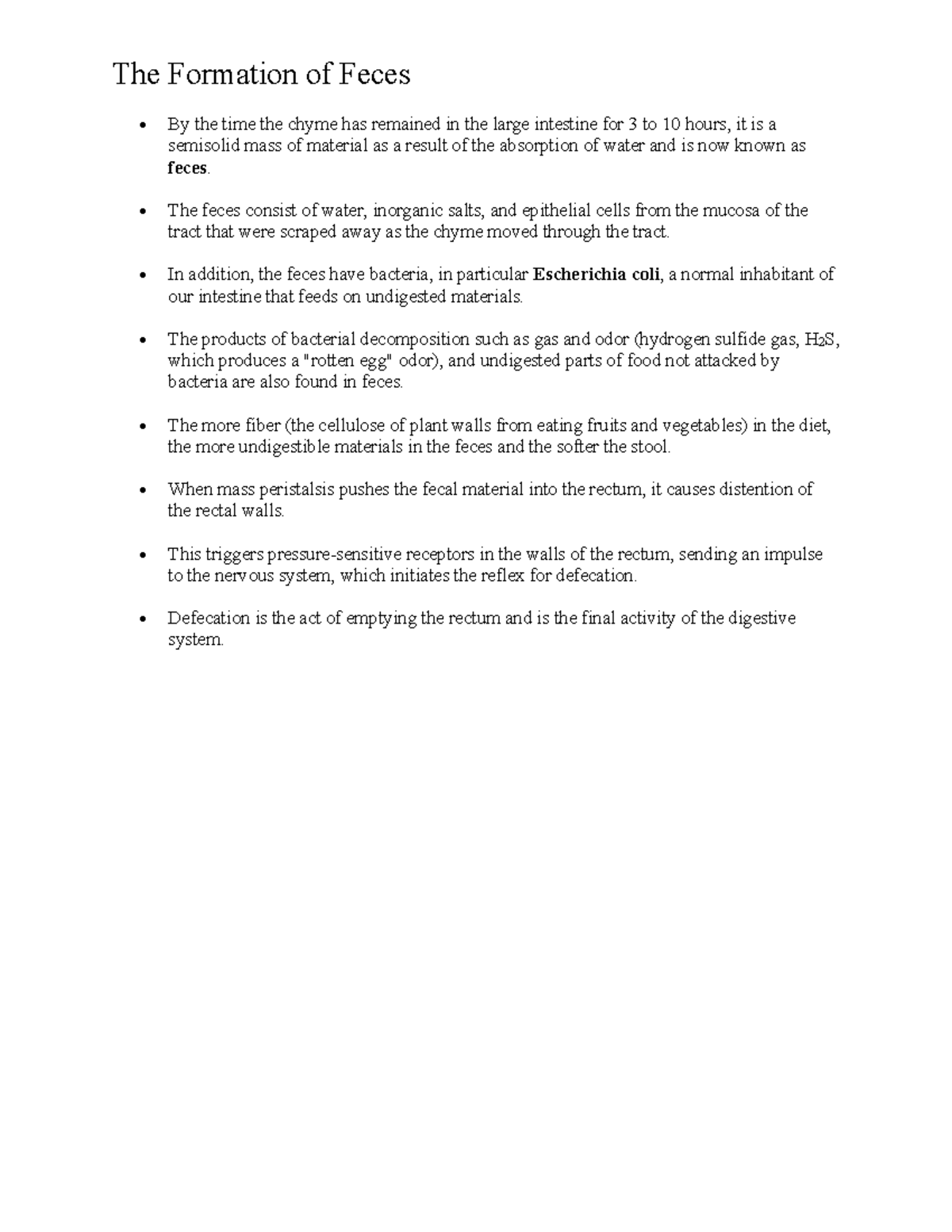 The Formation of Feces - The Formation of Feces By the time the chyme ...