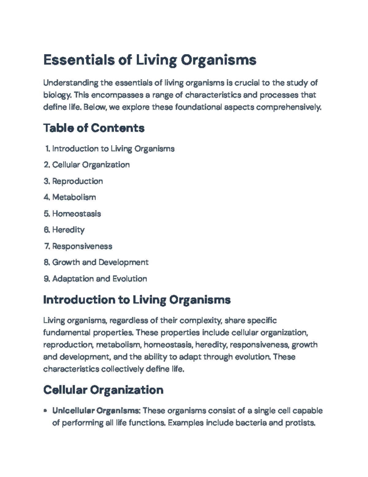 Essentials of Living Organisms: Key Properties and Processes in Biology ...