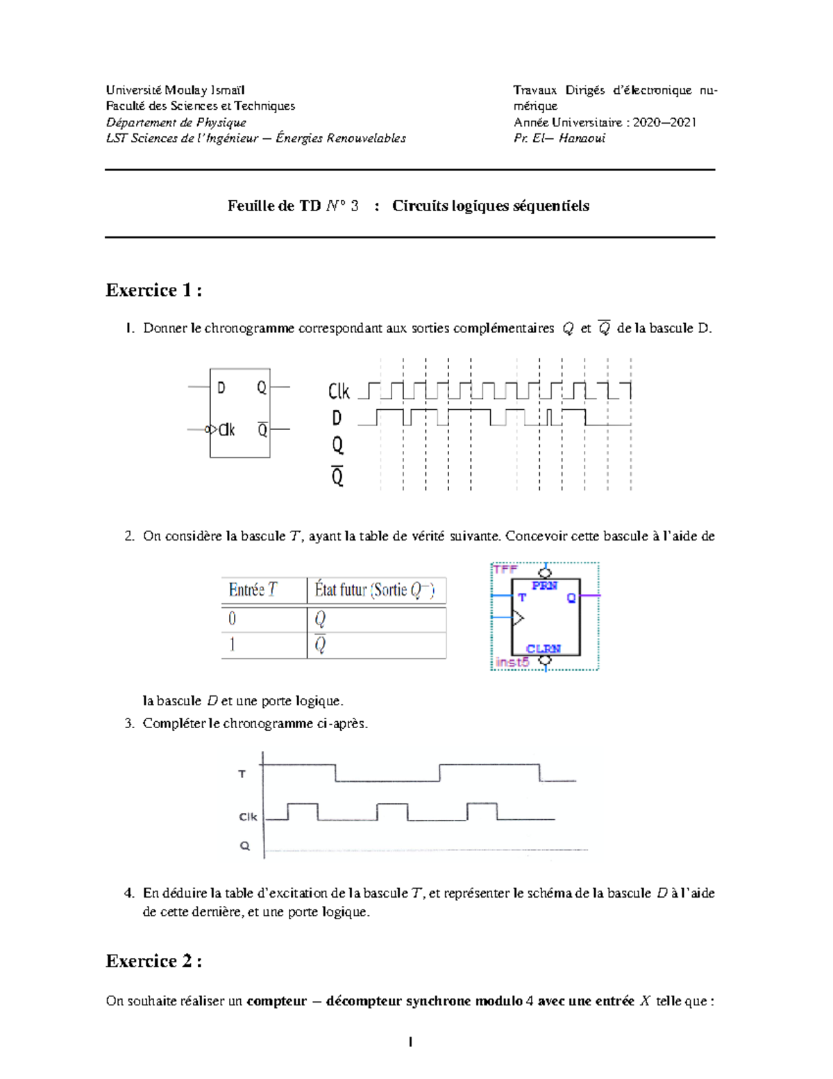 Corrigé TD3 - Circuits Logiques Séquentiels (P514 P523) - Studocu