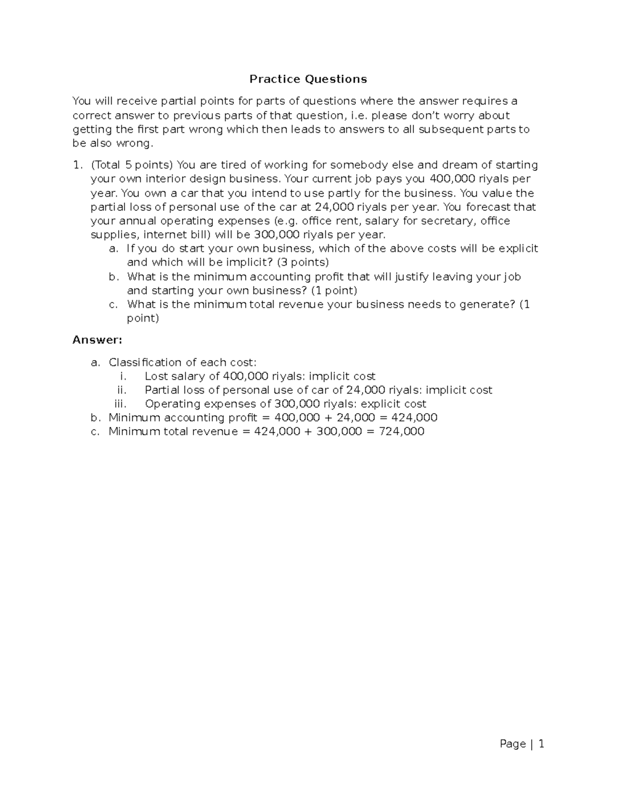 Practice questions with answers - Practice Questions You will receive ...