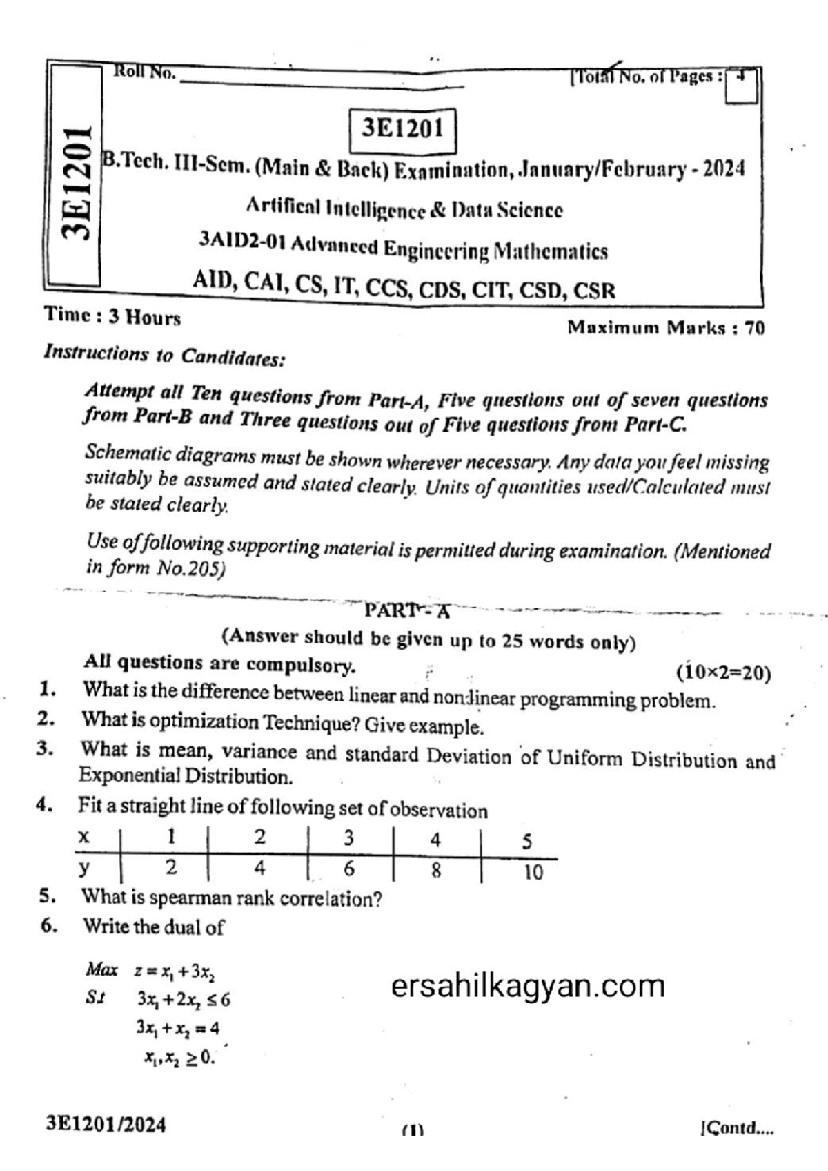 AEM 2024 Final Exam: Advanced Engineering Mathematics Questions - Studocu