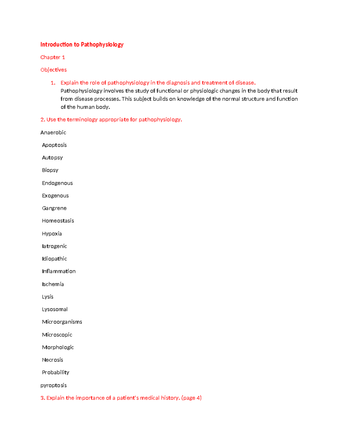 Pathophysiology Lecture Notes: Chapter 1 Overview & Key Concepts - Studocu
