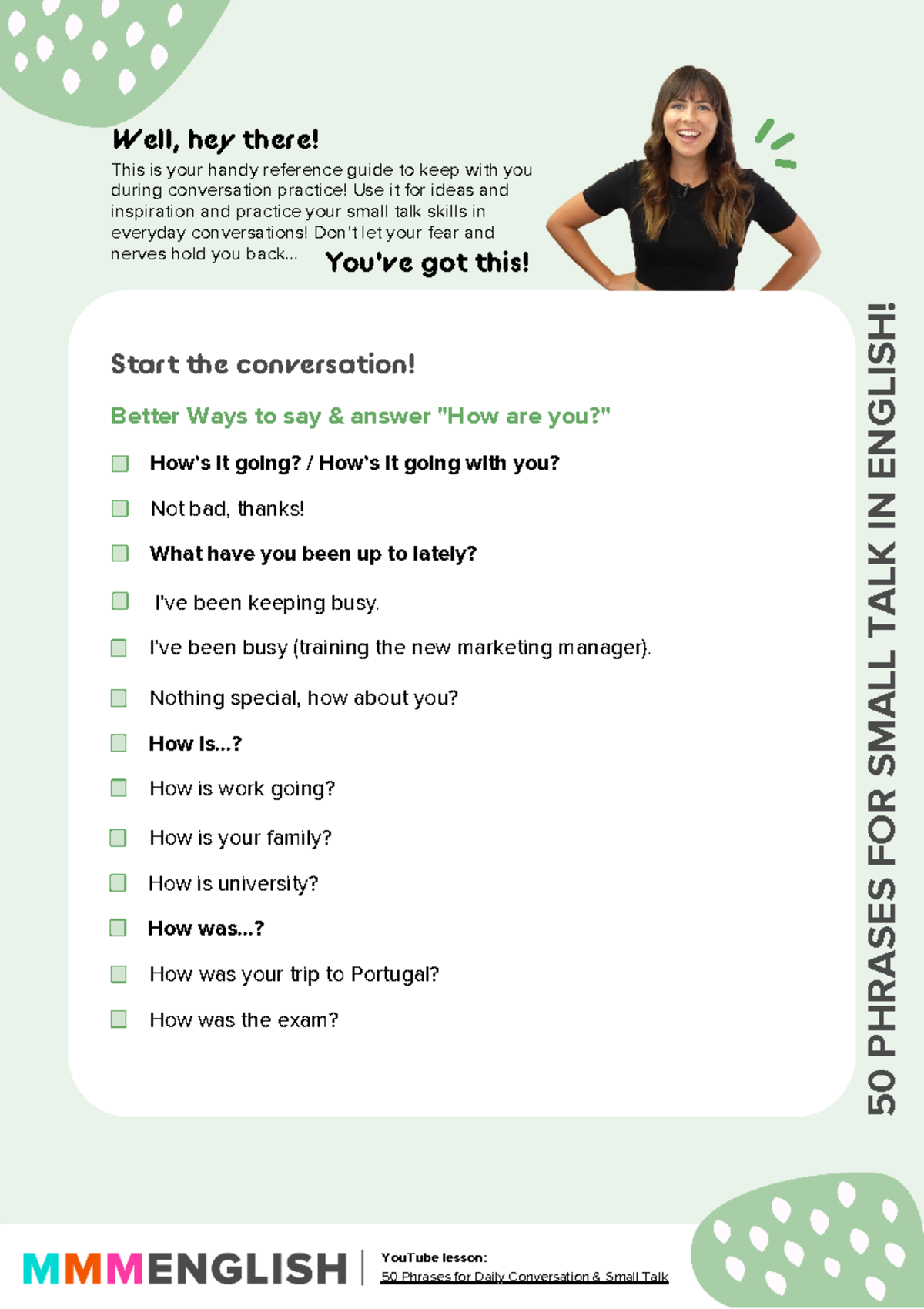 English Small Talk: 50 Phrases for Everyday Conversations - Studocu