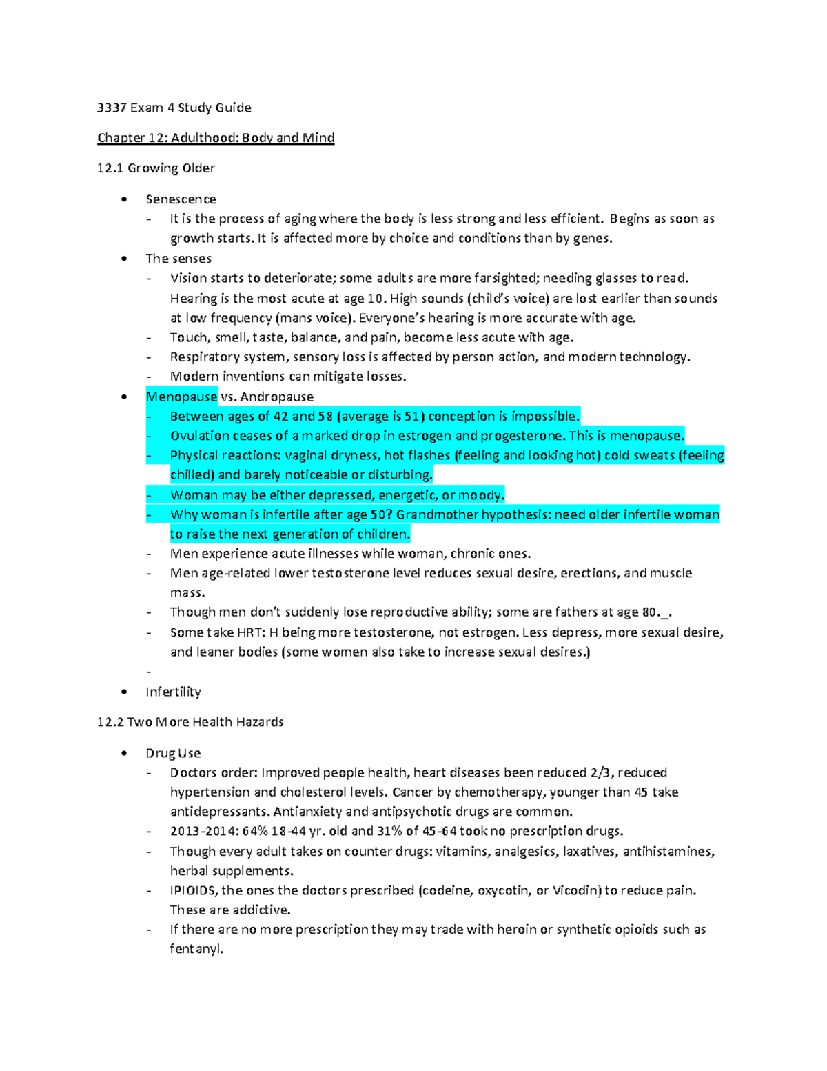 Exam 4 Study Guide: Adulthood Insights in PSYC - Studocu