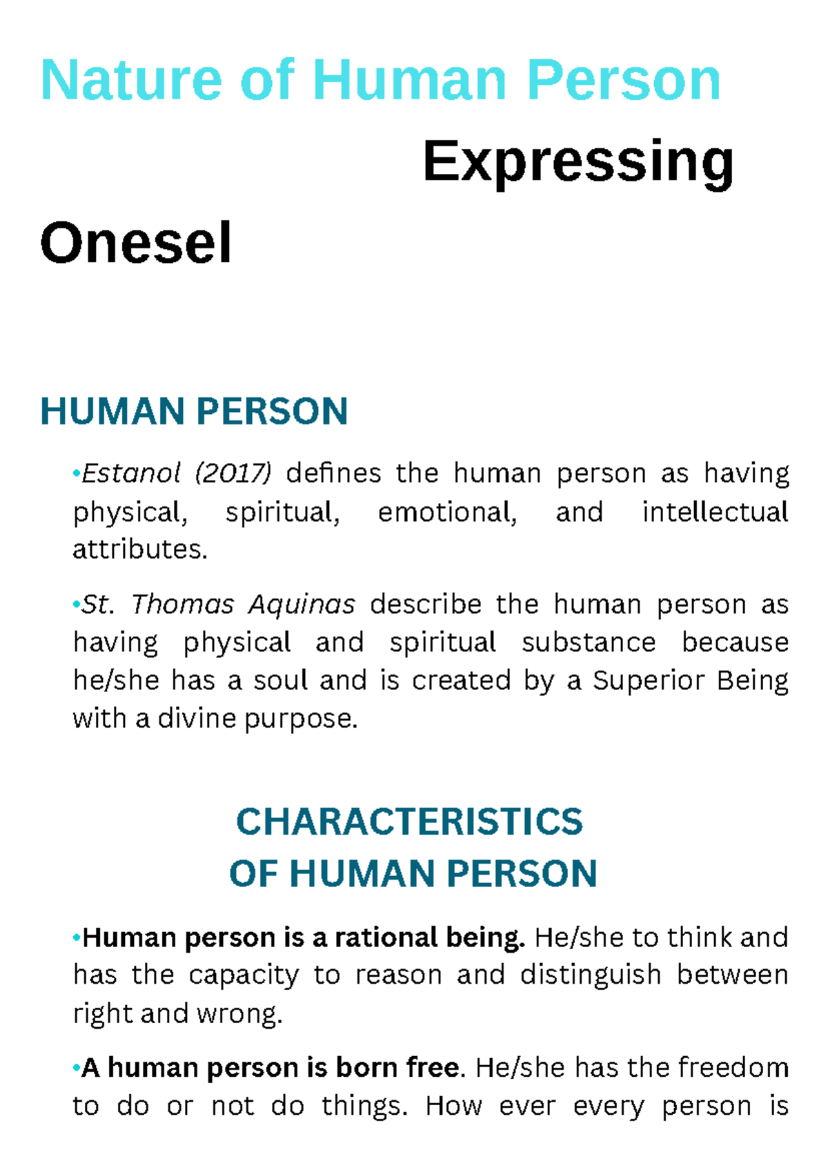 Nature of Human Person: Understanding Self and Society (HUMAN PERSON ...