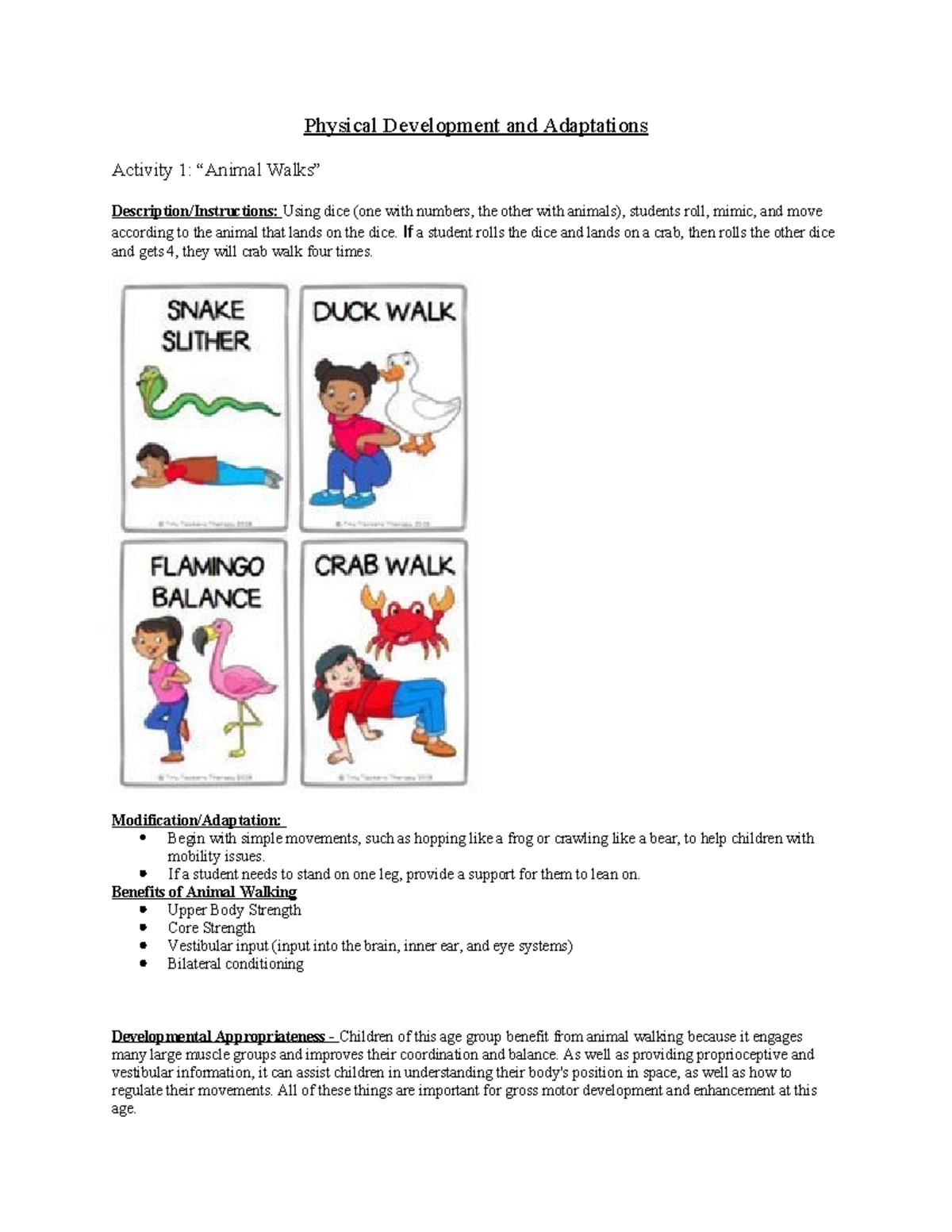 ECS-235 Physical Development & Adaptations: Engaging Activities for ...