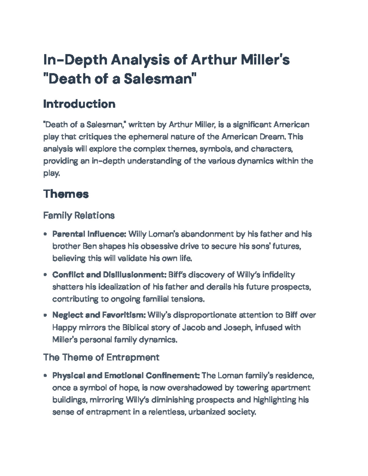 Comprehensive Analysis of Arthur Miller's "Death of a Salesman - In ...