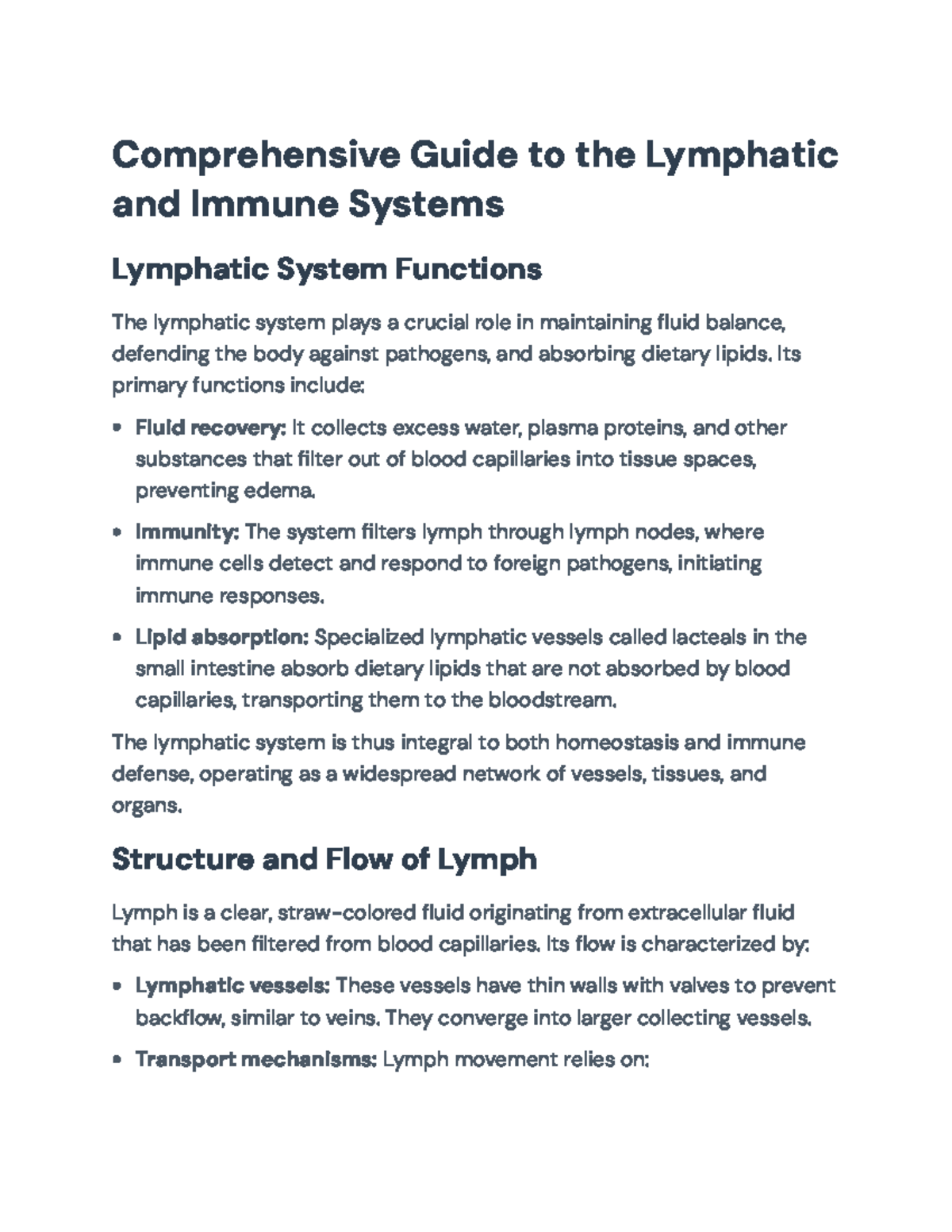 Comprehensive Overview of the Lymphatic and Immune Systems (BIO 101 ...