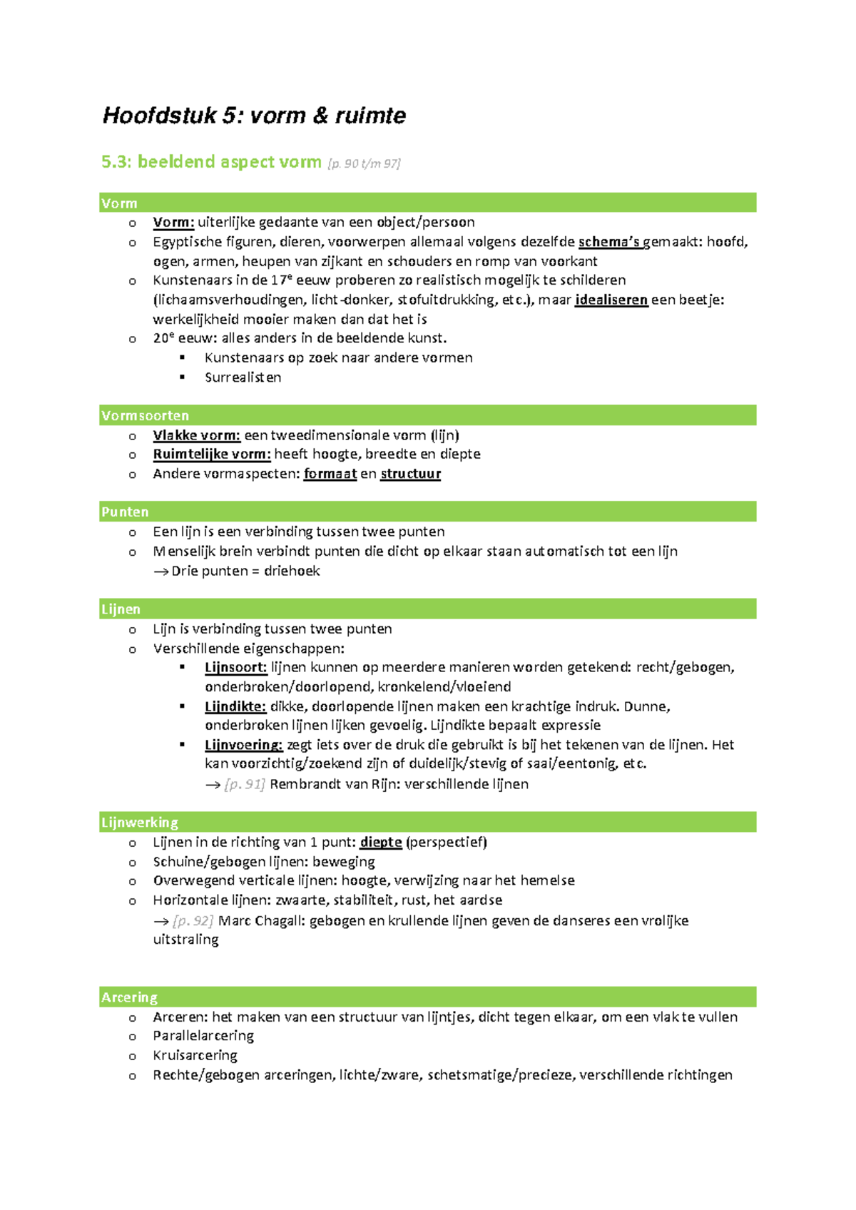 Kunst en Vorm en Ruimte - Hoofdstuk 5: Beeldende Aspecten - Studeersnel