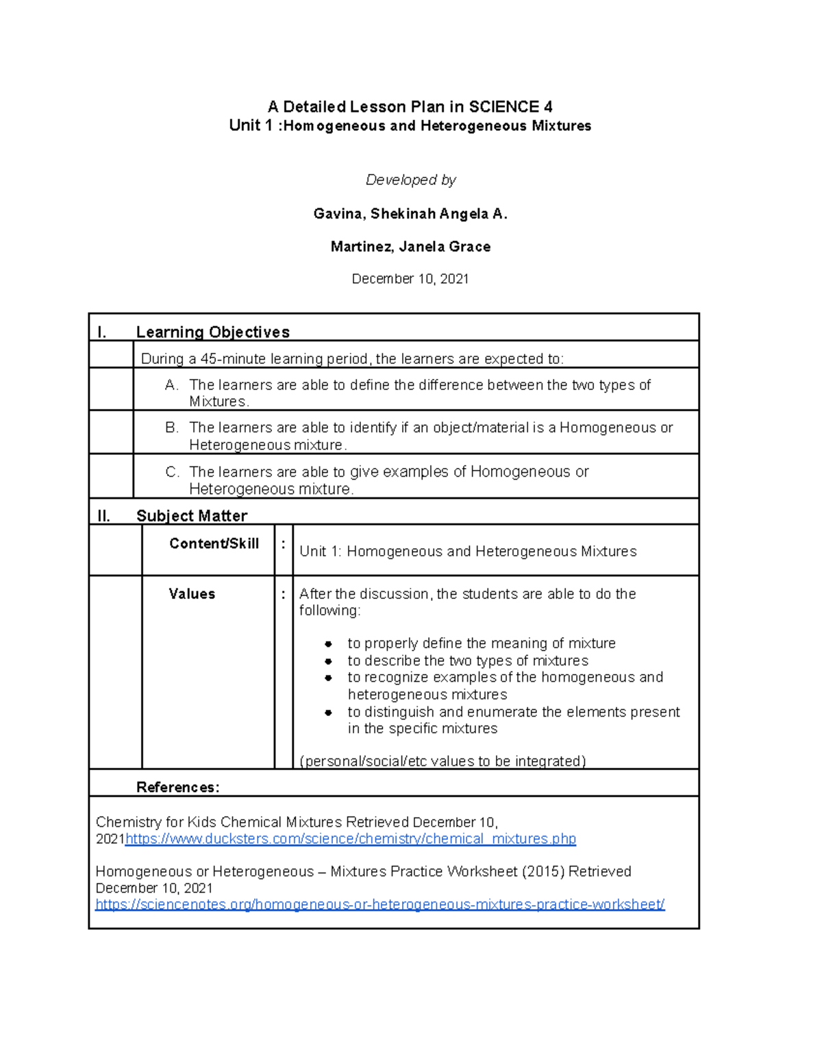 Science 4: Detailed Lesson Plan on Homogeneous vs Heterogeneous ...
