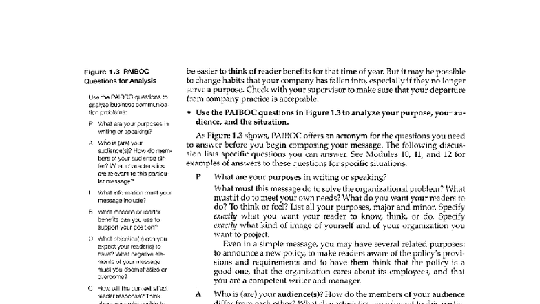 PAIBOC Analysis for Effective Business Communication - Studocu