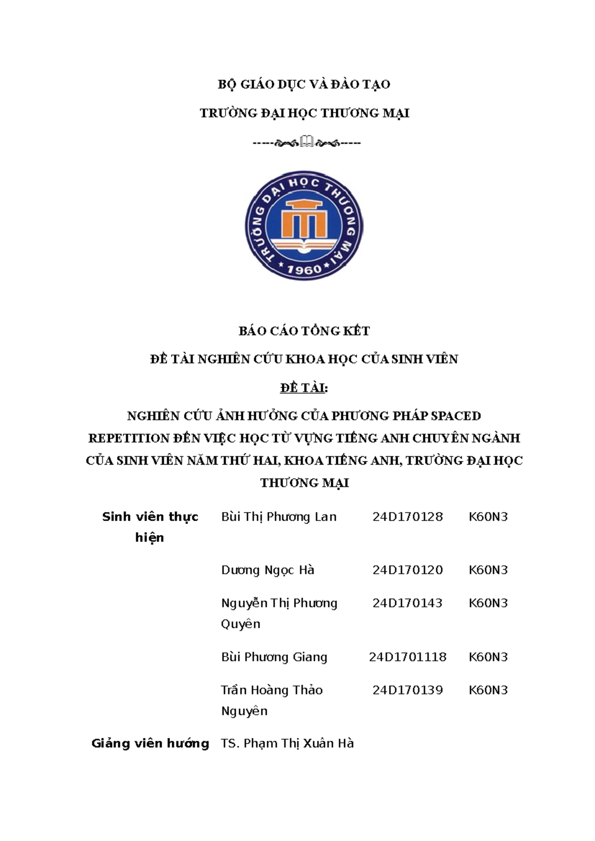 NCKH-3: Ảnh Hưởng Của Phương Pháp Spaced Repetition Đến Việc Học Từ ...