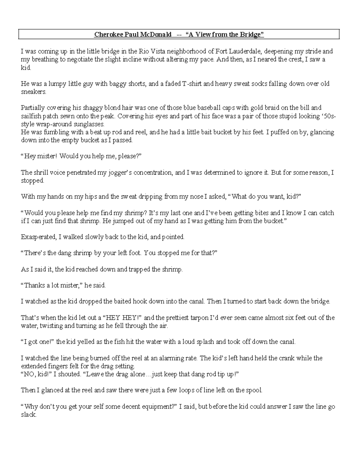 A View From The Bridge: A Narrative on Connection and Discovery - Studocu