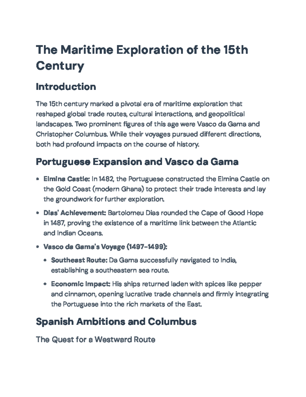 The Maritime Exploration of the 15th Century: Da Gama & Columbus - The ...