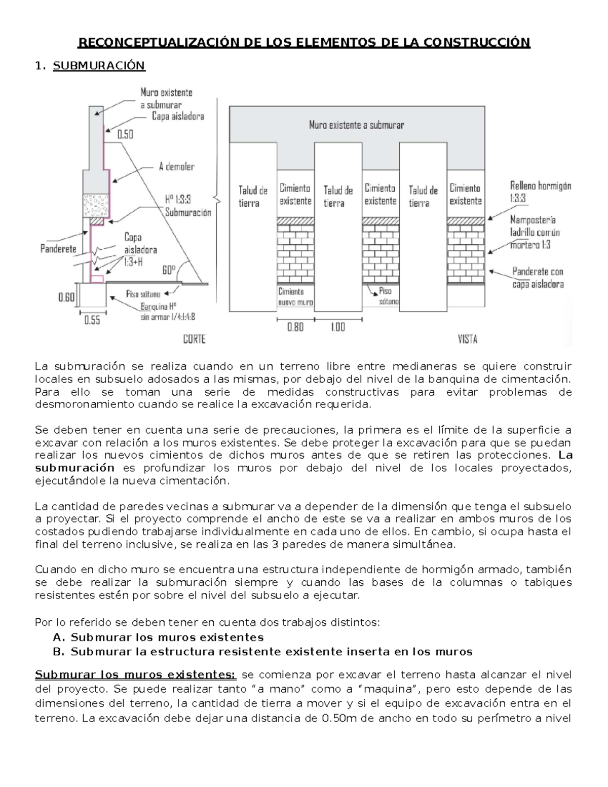 Recon. de Elementos en Construcción 1: Submuración y Fundaciones - Studocu