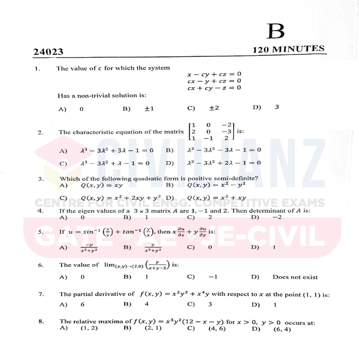 Lateral Entry Test Question Paper 2024 - B 24023 - Studocu