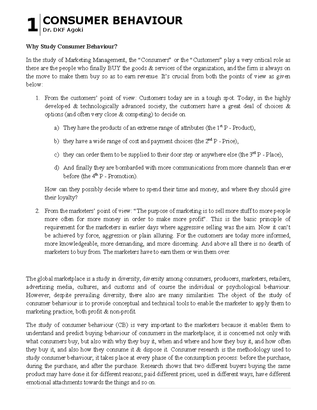 Consumer Behaviour (MKT 101): Comprehensive Study Notes & Insights ...