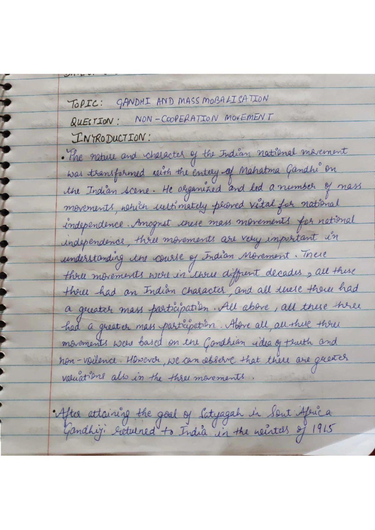 Gandhi and mass mobilisation Non-cooperation, Civil Disobedience, and ...