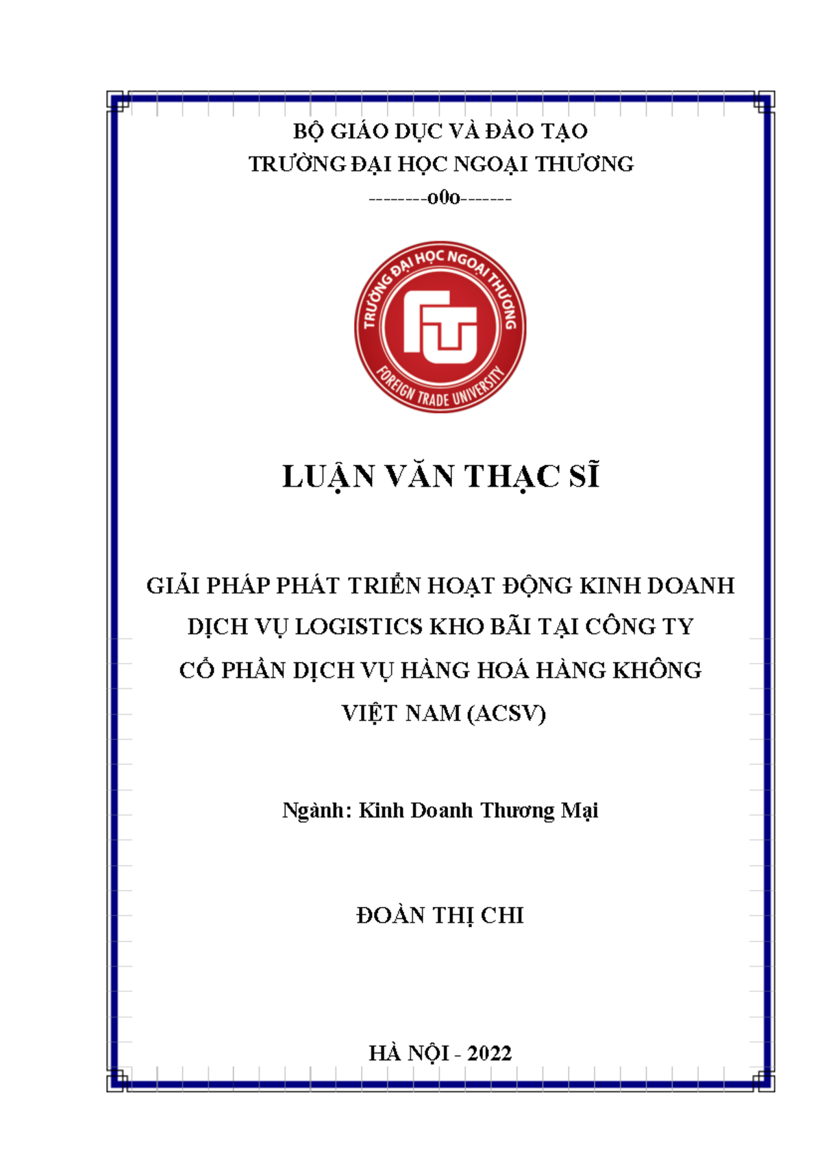 Giải pháp phát triển dịch vụ logistics kho bãi tại ACSV (Thạc sĩ Kinh ...