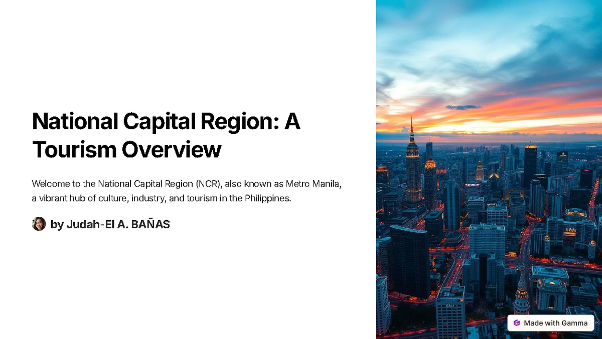 NCR Tourism Overview: Culture, Cities, and Attractions - Studocu